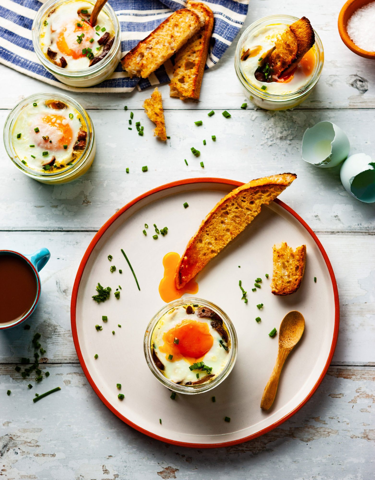 Coddled Eggs with Truffled Mushrooms and Potato Purée